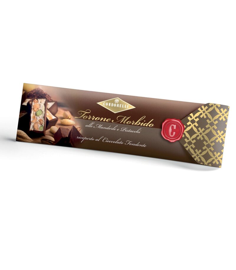 Stecca di torrone morbido ricoperto Cioccolato fondente - Condorelli